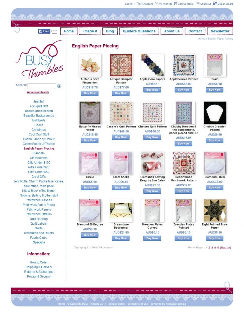 Busy Thimbles - Helpwise Website Development